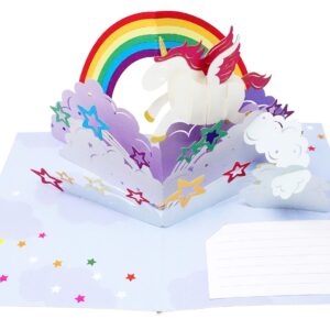 Be A Unicorn - 3D Pop Up Greeting Card For All Occasions - Love, Birthday, Christmas, Goodluck, Congrats, Get Well - Message Note for Personalized - Amazing, Happy Gift - Thick Envelope, Fold Flat