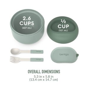 Bentgo Bowl - Insulated Leak-Resistant Bowl with Collapsible Utensils, Snack Compartment and Improved Easy-Grip Design for On-the-Go - Holds Soup, Rice, Cereal & More - BPA-Free, 21.2 oz (Khaki Green)