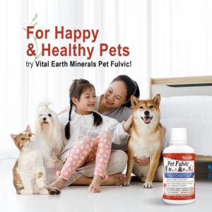 Vital Earth Minerals Pet Fulvic – 70+ Trace Minerals for Pet Health, Joint Supplement, Allergy Relief for Cats, Dogs & Farm Animals, 16 Oz