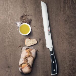 Wüsthof Classic IKON 9" Double Serrated Bread Knife, Black