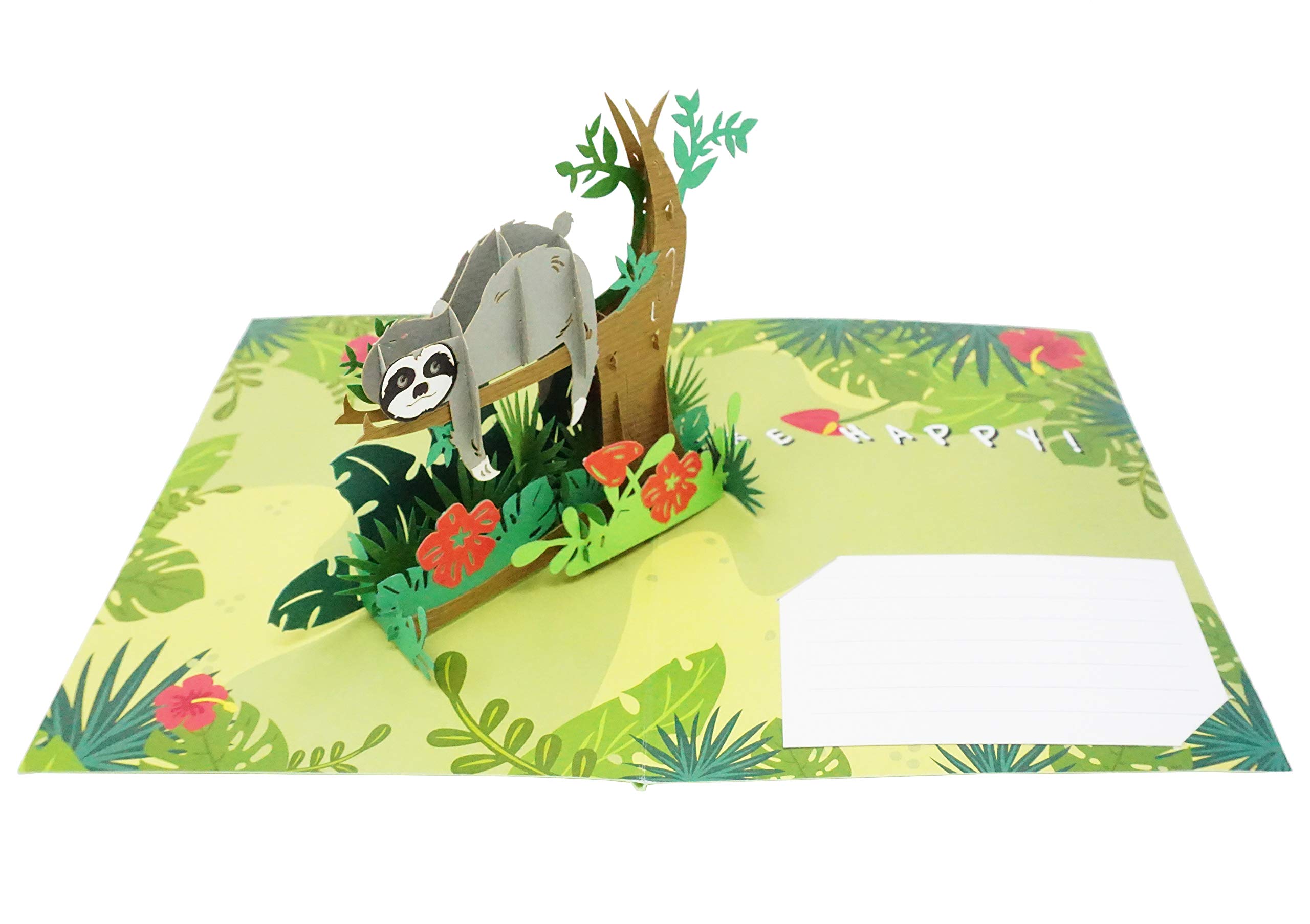 Take It Easy Fun Sloth - 3D Pop Up Greeting Card For All Occasions - Love, Birthday, Christmas, Goodluck, Congrats, Get Well - Message Note for Personalized - Amazing Gift - Thick Envelope, Fold Flat