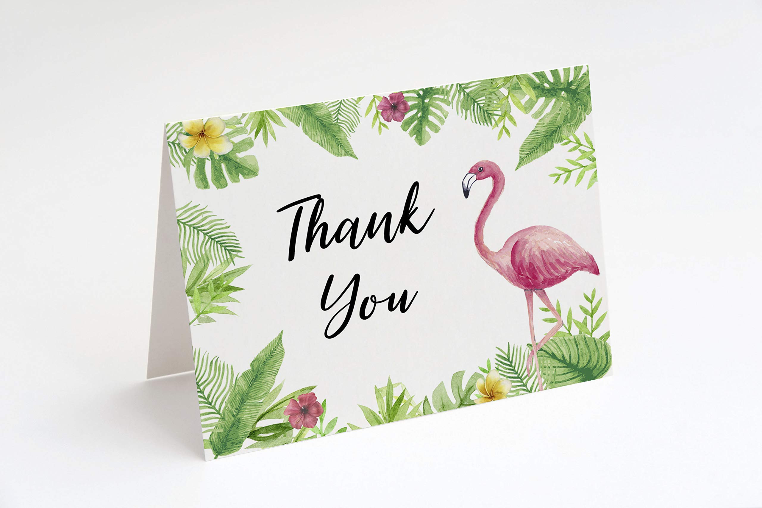 The Invite Lady Flamingo Thank You Cards Let's Flamingle Notes Folded Cards Baby Bridal Wedding Shower Birthday Graduation Retirement Cards Tropical Leaves Flowers Printed Blank Inside (24 Count)