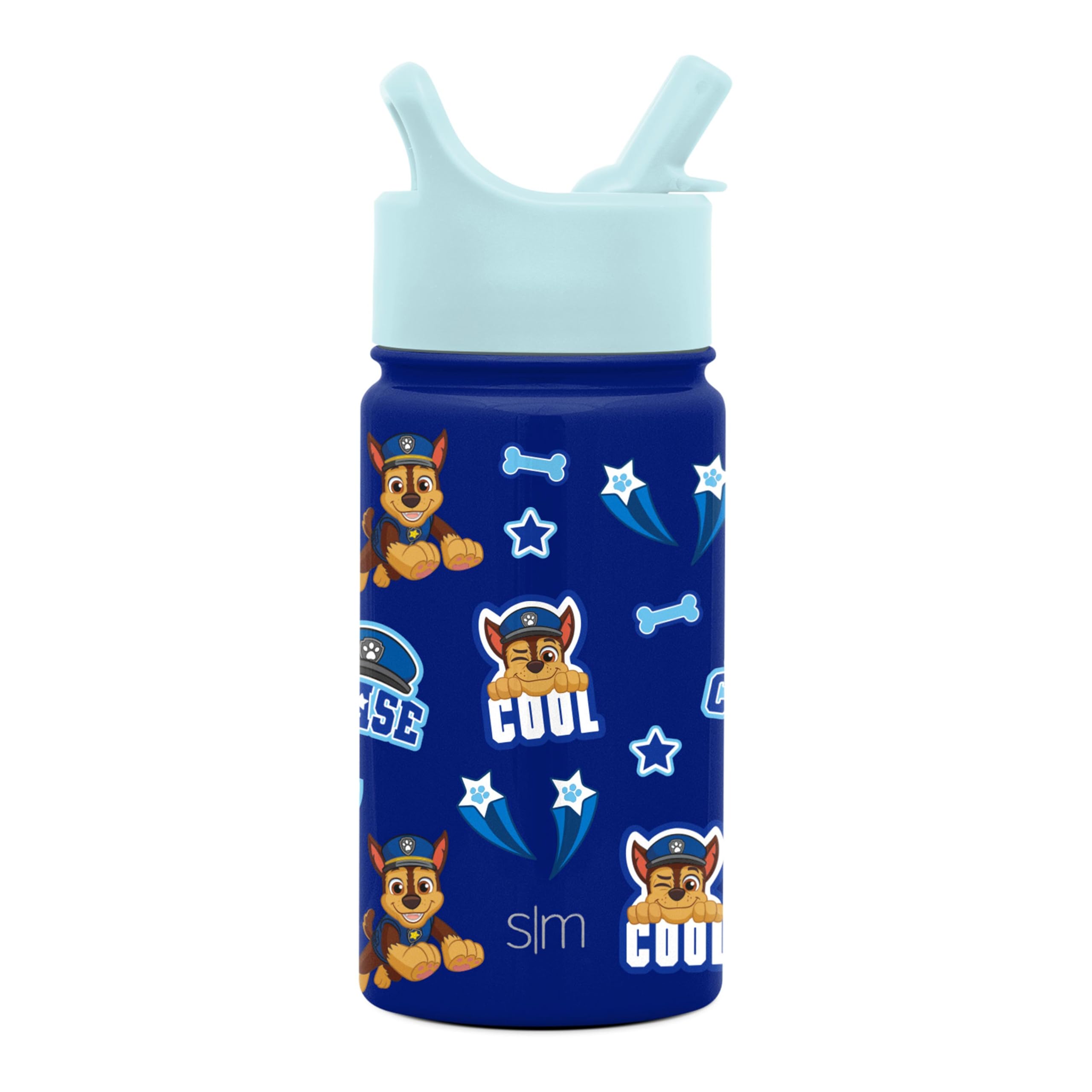 Simple Modern Paw Patrol Kids Water Bottle with Straw Insulated Stainless Steel Toddler Cup for Boys, Girls, School | Summit Collection | 14oz, Chase on the Case