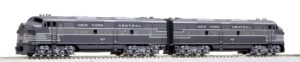 kato usa model train products n scale emd f7a 2 locomotive set - new york central #4008, 4022 (106-0440) grey