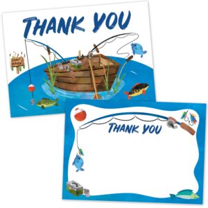 old blue door invites fishing thank you cards (20 count with envelopes) - fishing birthday thanks for kids and adults