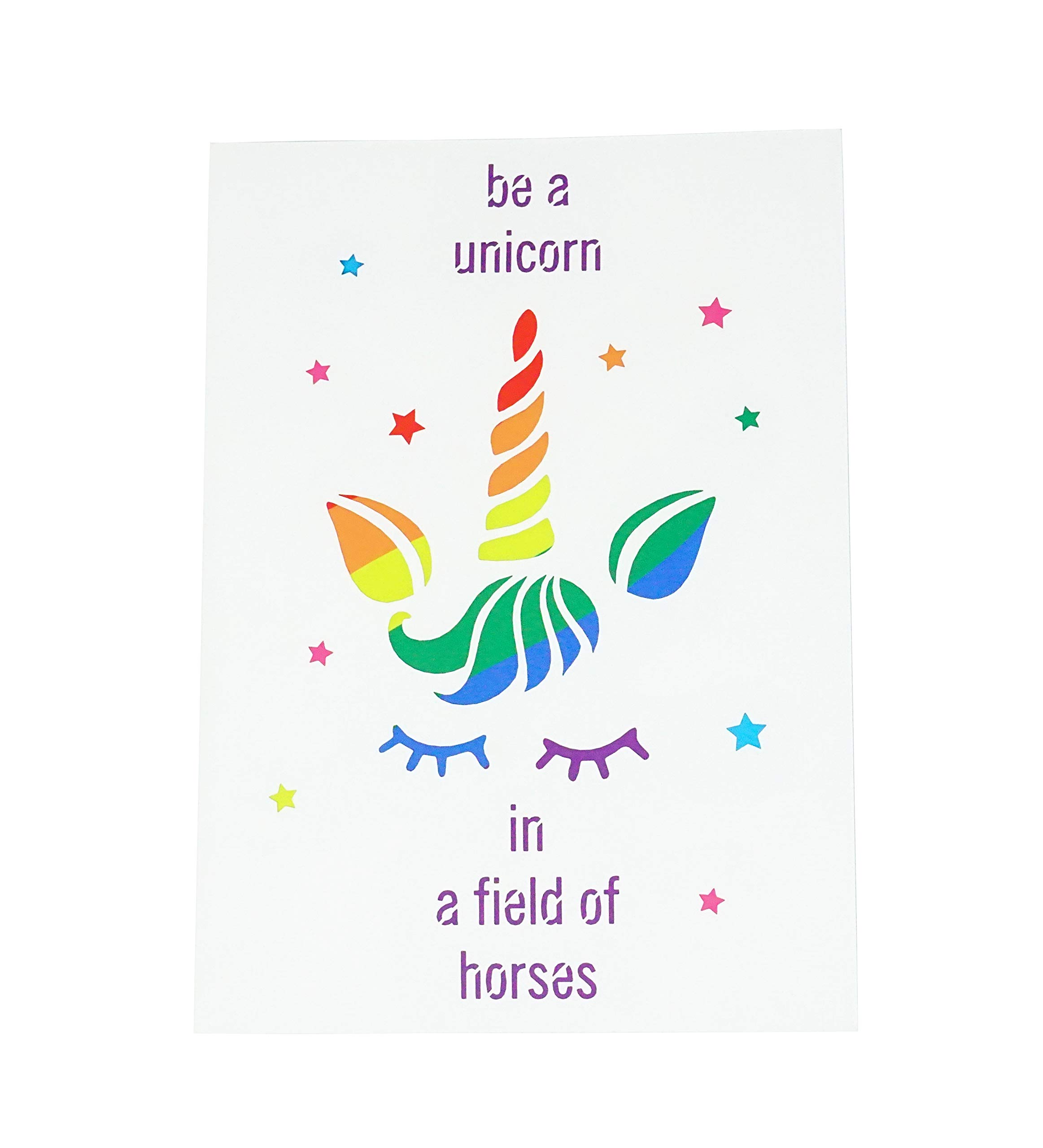 Be A Unicorn - 3D Pop Up Greeting Card For All Occasions - Love, Birthday, Christmas, Goodluck, Congrats, Get Well - Message Note for Personalized - Amazing, Happy Gift - Thick Envelope, Fold Flat