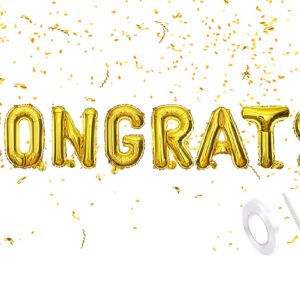 Congrats Balloons Congratulations Balloons Banner rose gold 16 inch letter Balloons Foil Mylar Balloons Set for Graduation Party Decorations Supplies,Congratulations Graduate Balloons,Retirement,