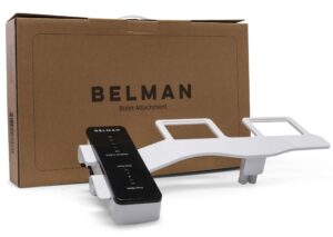 belman classic bidet toilet attachment - modern & slim - fresh clean water sprayer - self cleaning dual wash nozzles - adjustable water pressure - non-electric quick installation - black