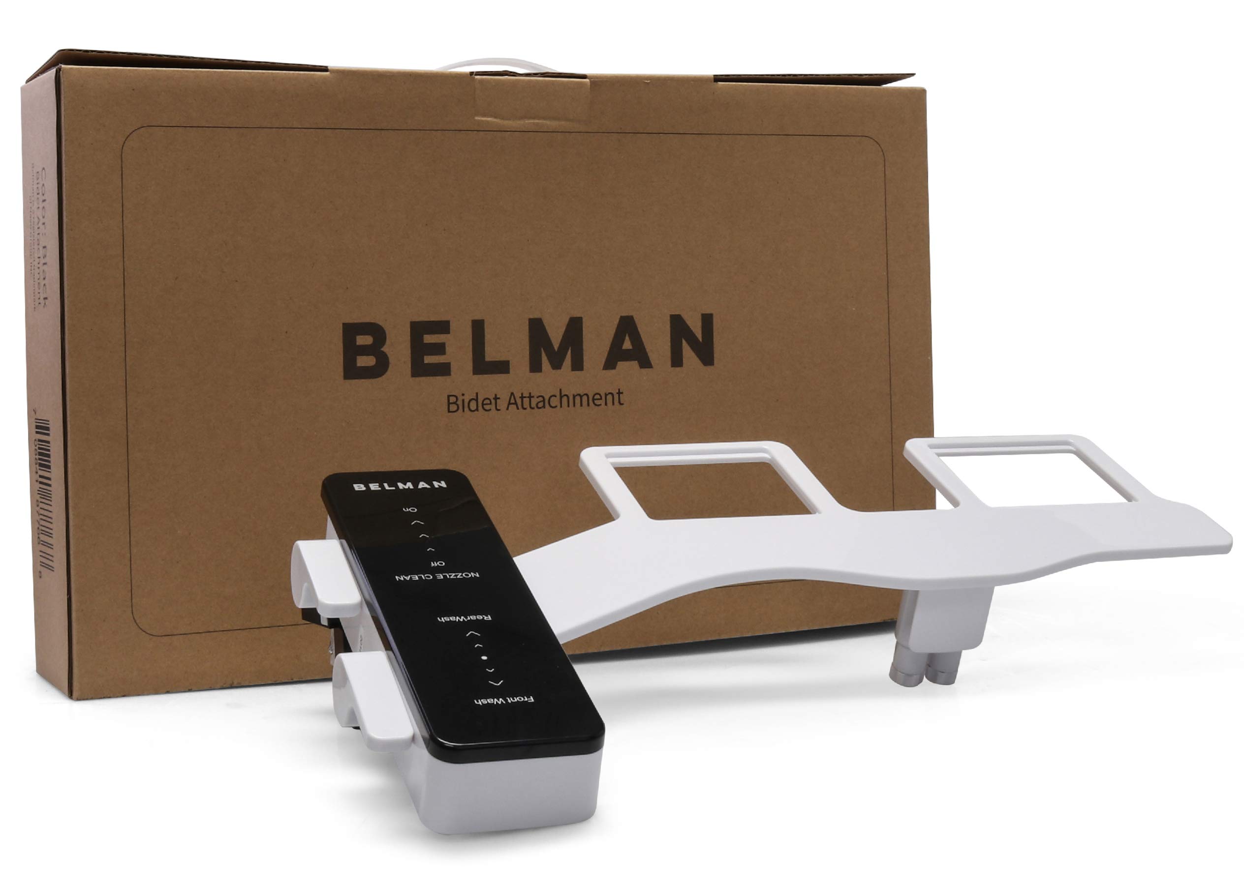 BELMAN Classic Bidet Toilet Attachment - Modern & Slim - Fresh Clean Water Sprayer - Self Cleaning Dual Wash Nozzles - Adjustable Water Pressure - Non-Electric Quick Installation - Black