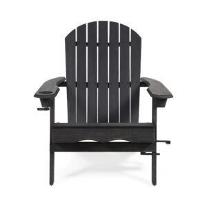 Christopher Knight Home Duncan Outdoor Acacia Wood Folding Adirondack Chairs (Set of 2), Dark Gray