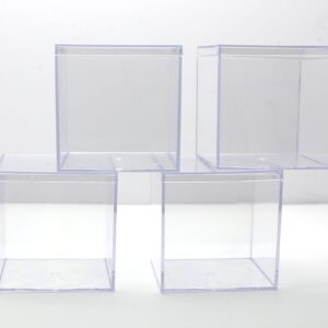 Clear Plastic Box Cube - 4" Square X 4" Tall - 4 Pieces Per Pack (4)