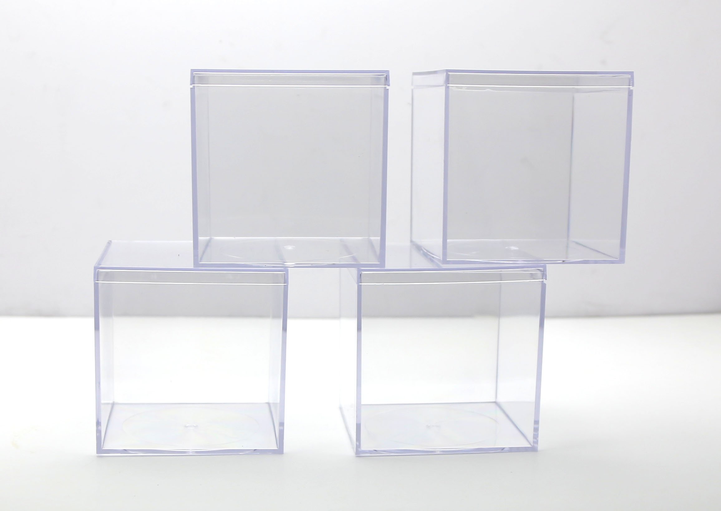 Clear Plastic Box Cube - 4" Square X 4" Tall - 4 Pieces Per Pack (4)