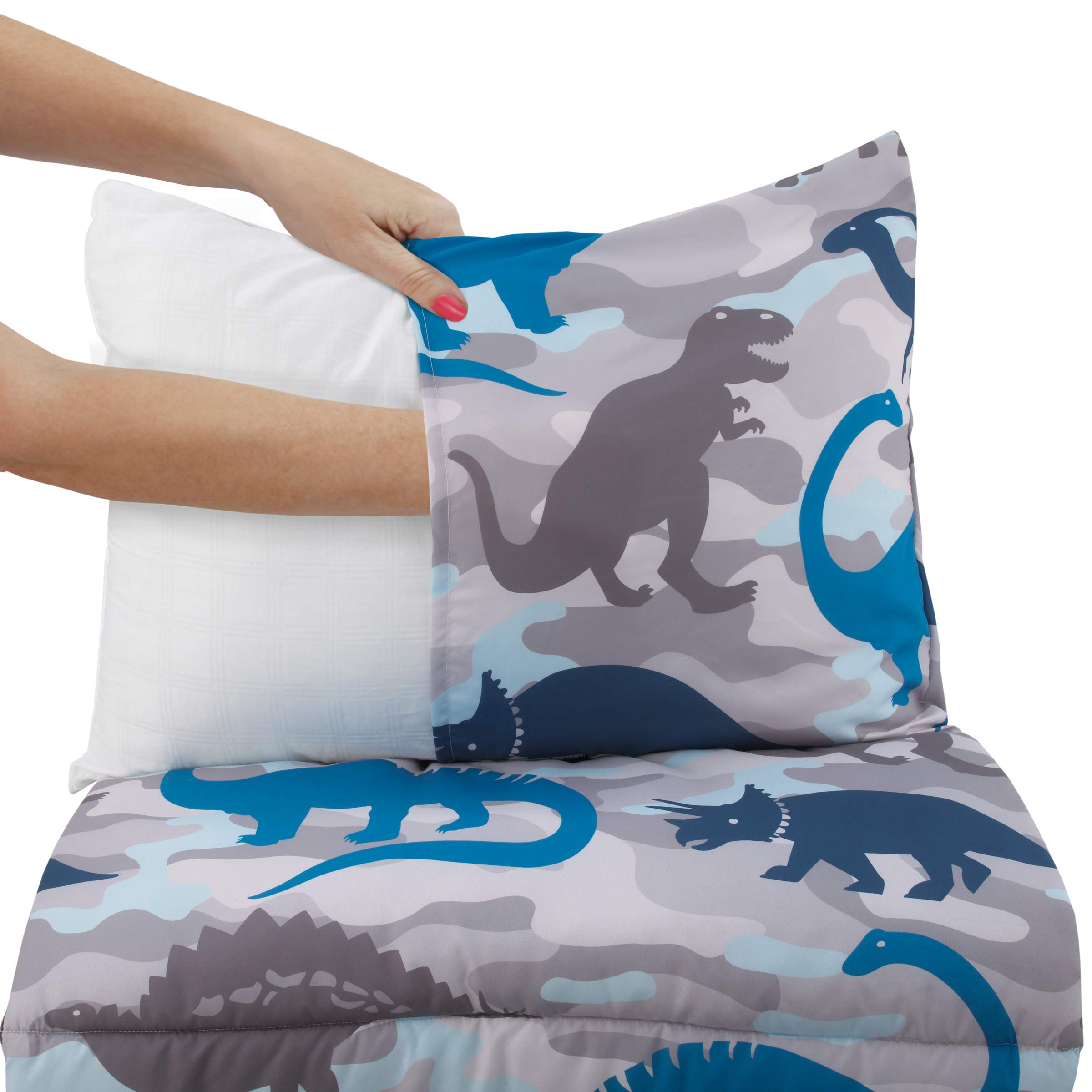 Everything Kids Navy, Grey & Royal Blue Dino Deluxe Easy Fold Nap Mat, Navy, Royal, Grey, Camo