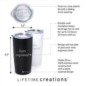 Lifetime Creations Engraved Personalized Veteran Tumbler 20 oz (Black) with American Flag - Custom Veteran Gift for Veterans Day Event, Insulated Stainless Steel Coffee Travel Mug