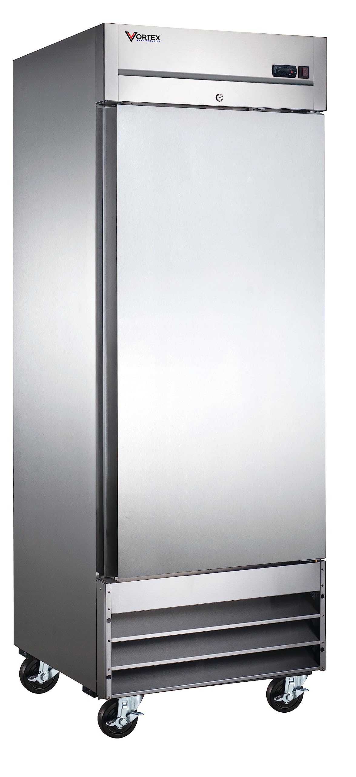 Commercial Grade Refrigerator | Stainless Steel | 1 Self Closing Door | 29" x 32.25" x 82.5" | Digital Temperature Controller | 23 Cu. Ft. | 3 Adjustable Shelves | R-290 Natural Refrigerant