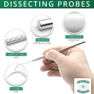 Scientific Labwares 5-Piece Stainless Steel Precision Probe, Pick and Hook Set: Dissection, Clay and Wax Modeling, Sewing, Precision Work and More!