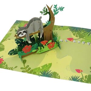 Take It Easy Fun Sloth - 3D Pop Up Greeting Card For All Occasions - Love, Birthday, Christmas, Goodluck, Congrats, Get Well - Message Note for Personalized - Amazing Gift - Thick Envelope, Fold Flat