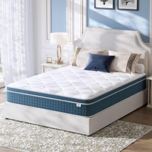 koorlian full size mattress 10 inch, hybrid full mattress in a box, full bed mattress with individual pocket springs and pressure-relieving memory foam, breathable, medium firm mattress 75"x54"x10"