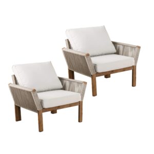 sei furniture brendina outdoor armchair, natural, white