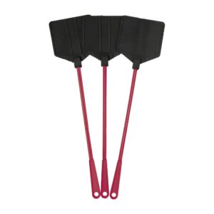 ofxdd rubber fly swatter, long fly swatter pack, fly swatter heavy duty, light red color (3 pack)