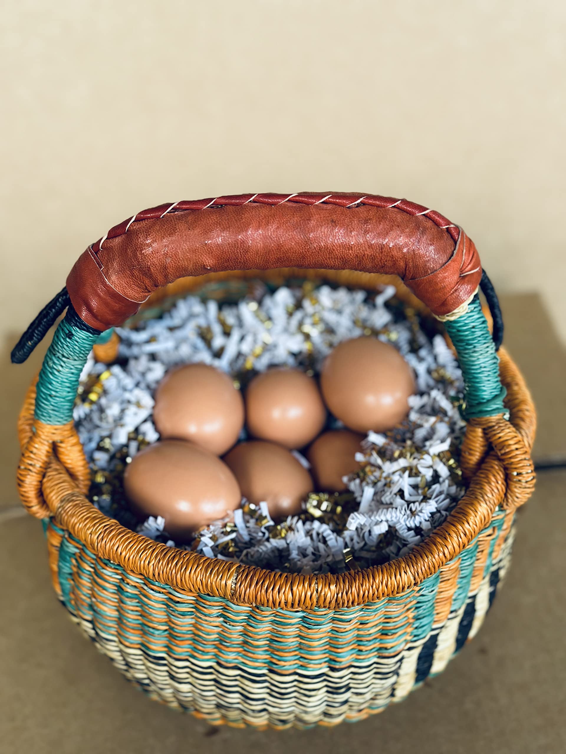 Bolga African Bolga Ghana Basket Fair Trade Ghana Baskets toys Egg baskets Orange (Mini : 7"-9")