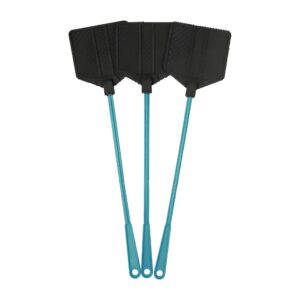 ofxdd rubber fly swatter, long fly swatter pack, fly swatter heavy duty, light blue color (3 pack)