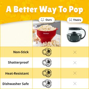 The Original HotPop Silicone Popcorn Maker - Microwave Popcorn Popper - Collapsible Bowl, Heat-Resistant, Easy to Clean, Ideal for Family Movie Nights, 15-Cup Capacity - Cherry