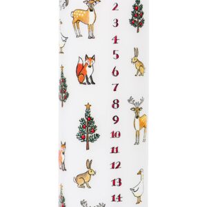 Alison Gardiner Advent Candle Winter Wildlife 4.5 cm x 25.5 cm Pillar Candle Wax Pillar 50 Hours Burn Time Made in England