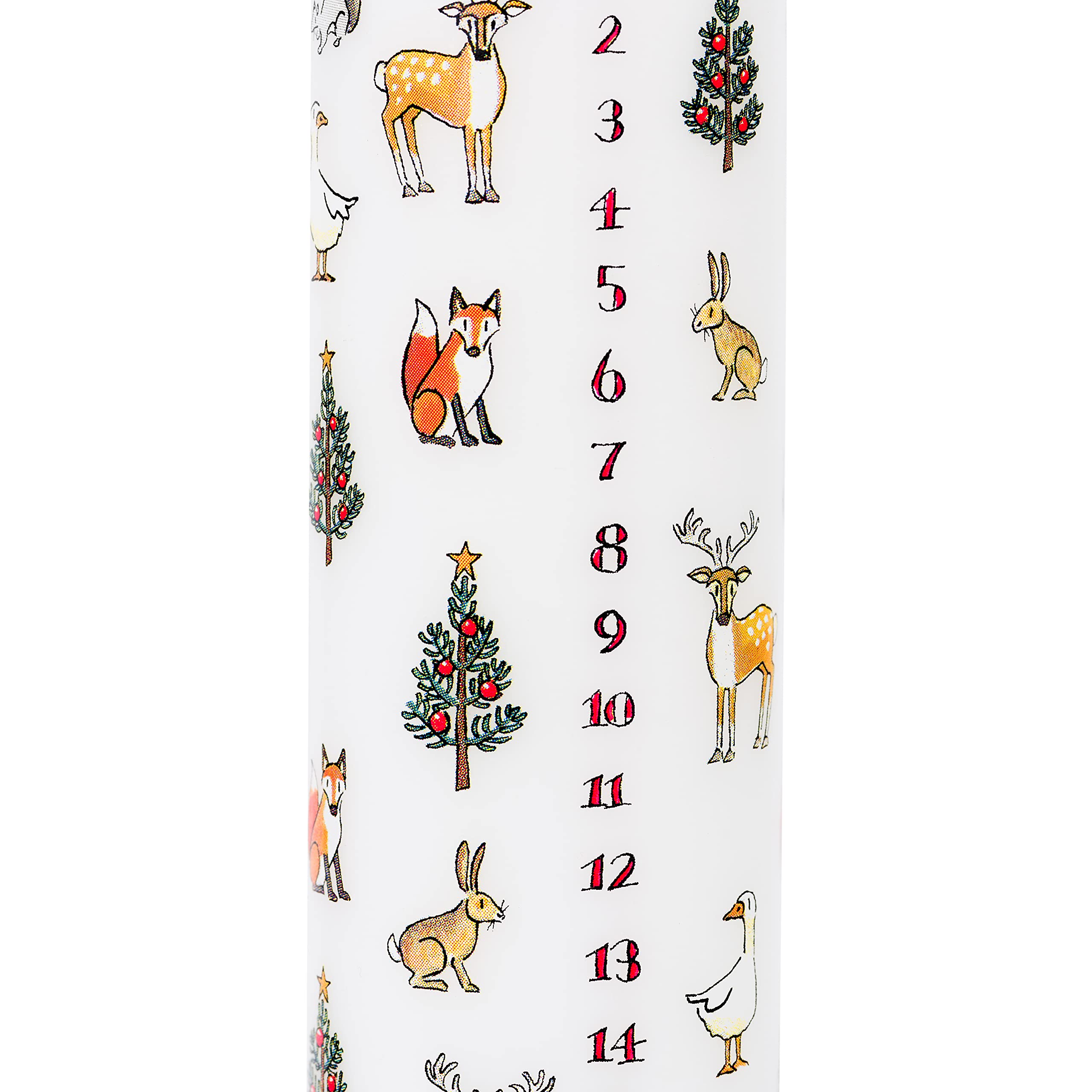 Alison Gardiner Advent Candle Winter Wildlife 4.5 cm x 25.5 cm Pillar Candle Wax Pillar 50 Hours Burn Time Made in England