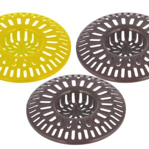 Shower Drain Stopper Hair Catcher 3 inches - Pack of 3 - Sink Strainer for Bathroom - Trap Cover for Bathtub - Catching Basket for Tub - Bath Catchers