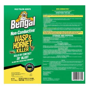 Bengal Non-Conductive Wasp and Hornet Killer – Long Range Outdoor Insecticide Spray Kills Yellow Jackets on Contact, 15 oz