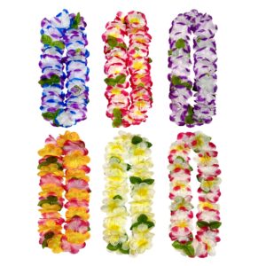 gooduping 6 count thickened hawaiian leis, perfect luau party supplies for summer beach vacations, essential party decorations for birthday, graduation, and wedding celebrations