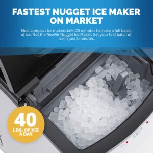 NewAir Nugget Ice Maker, Sonic Speed Countertop Crunchy Ice Pellet Machine 40 lbs. of Ice a Day in Stainless Steel, Self Cleaning Function and BPA-Free Parts - NIM040SS00