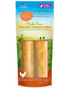 canine naturals chicken recipe chew - rawhide free dog treats - made from usa raised chicken - all-natural and easily digestible - xl (2 count) for dogs 75lb+