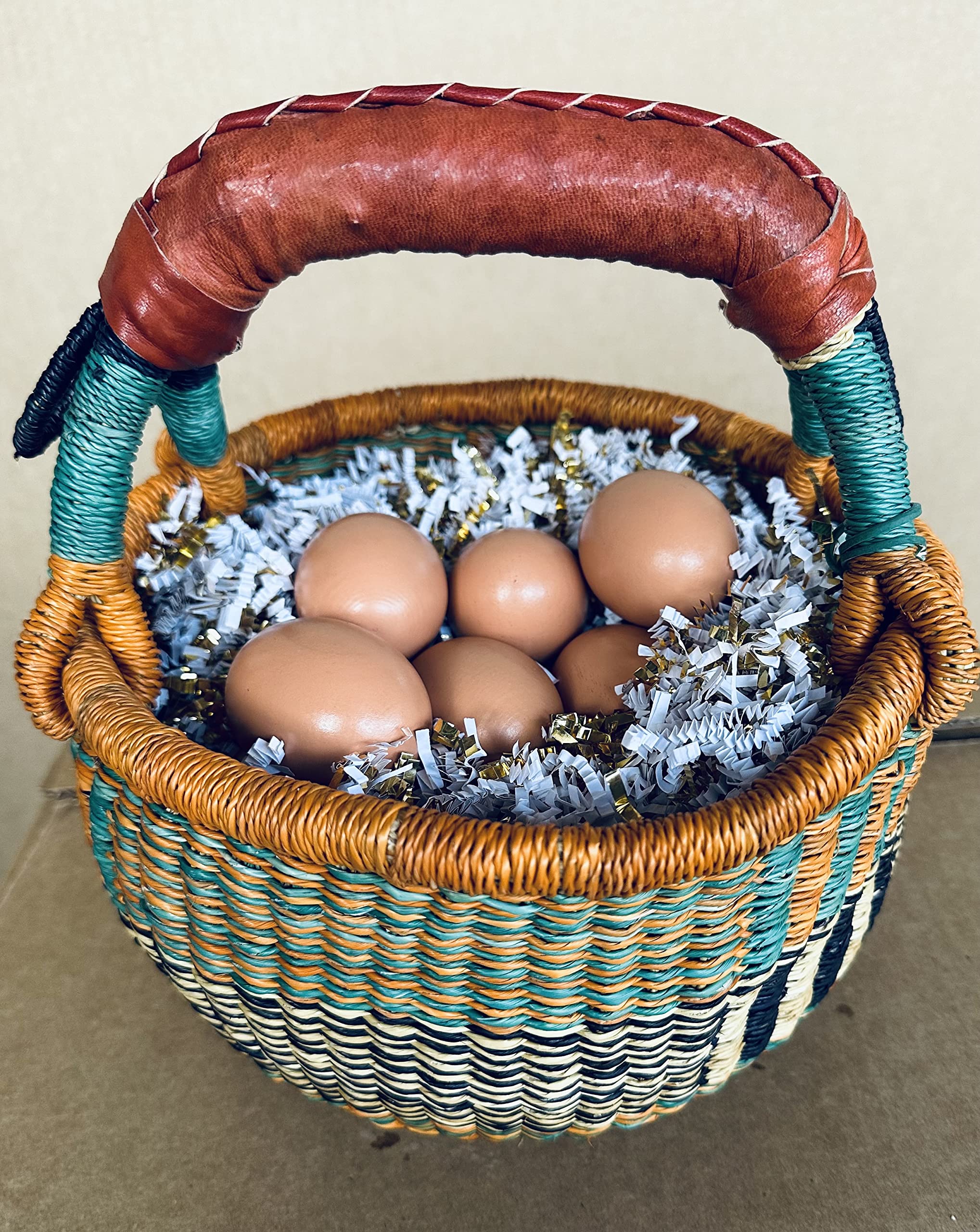 Bolga African Bolga Ghana Basket Fair Trade Ghana Baskets toys Egg baskets Orange (Mini : 7"-9")