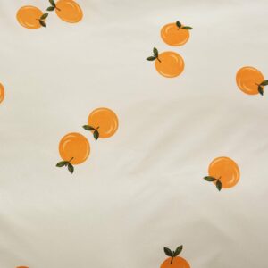 LAMEJOR Duvet Cover Set Queen Size Orange Tangerine Fruit Pattern Luxury Soft Bedding Set Comforter Cover (1 Duvet Cover+3 Pillowcases) Off-White