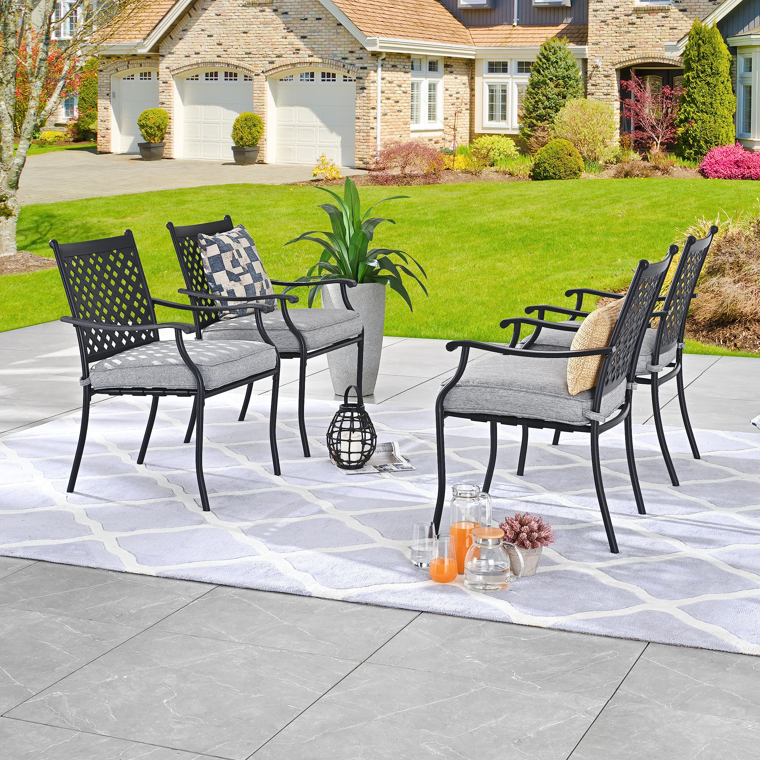 LOKATSE HOME 5-Piece Outdoor Patio Metal Dining Set