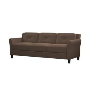 BOWERY HILL Microfiber Sofa Couch in Brown