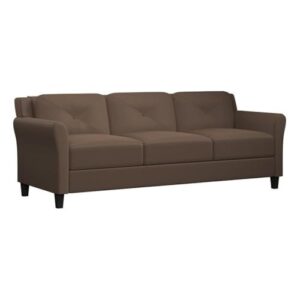 bowery hill microfiber sofa couch in brown