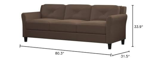 BOWERY HILL Microfiber Sofa Couch in Brown