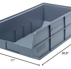 Quantum Storage K-SSB485GY-3 3-Pack Stackable Plastic Shelf Bin, 20-1/2" x 11" x 7", Gray