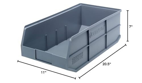 Quantum Storage K-SSB485GY-3 3-Pack Stackable Plastic Shelf Bin, 20-1/2" x 11" x 7", Gray