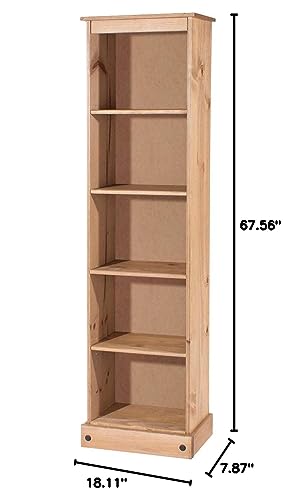 Furniture Dash - Narrow Bookshelf - Corner Shelf - Storage Cabinet - Laundry Room Organization - Shelves - 18.11" W, 7.87" D, 69.29" H - 24.21lb (Antique Brown)