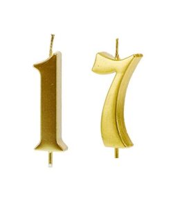 bailym gold 17th birthday candles, number 17 cake topper for birthday decorations