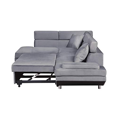 Lexicon Estelle Sectional Sofa Bed, Gray