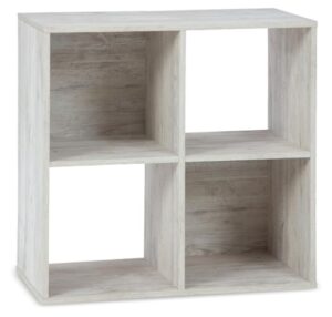 signature design by ashley paxberry coastal 4 cube storage organizer or bookcase, whitewash