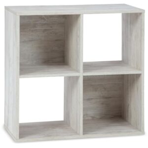 Signature Design by Ashley Paxberry Coastal 4 Cube Storage Organizer or Bookcase, Whitewash