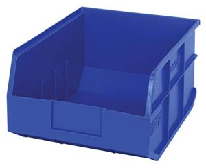 quantum storage k-ssb445bl-3 3-pack stackable plastic shelf bin, 14" x 11" x 7", blue