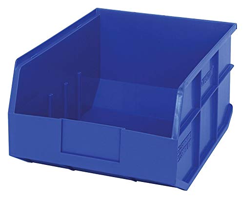 Quantum Storage K-SSB445BL-3 3-Pack Stackable Plastic Shelf Bin, 14" x 11" x 7", Blue