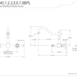 Kingston Brass KS1240BPL Bel-Air Bridge Kitchen Faucet, Matte Black